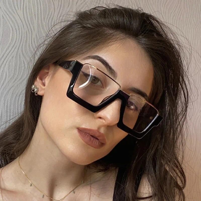 Oversized Square Eyeglass Frames Women Trendy Gradients Transparent ...