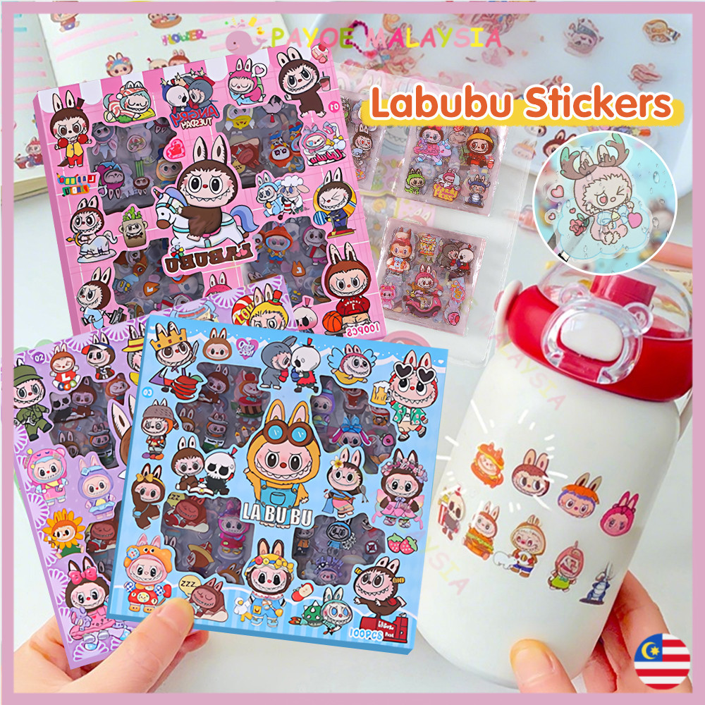 Payoe 100Pcs Labubu Sticker Cute Sticker Waterproof DIY Hand Ledger ...
