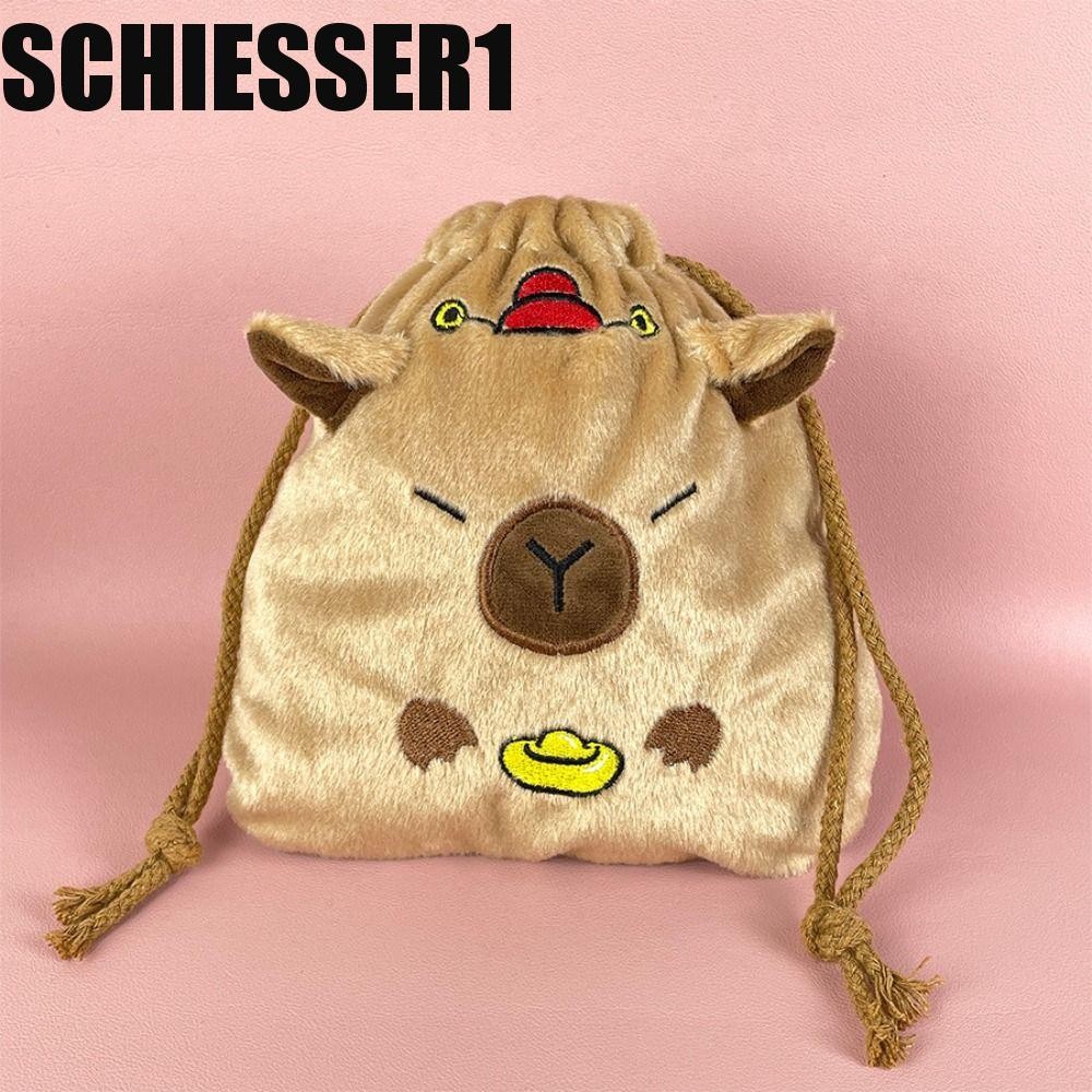 SCHIESSER1 Capybara Plush Pocket, Large Capacity Cute Capybara Drawstring Bag, Fashion Makeup ...