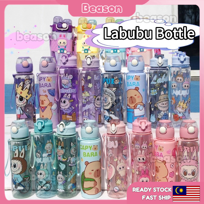 Botol Air Labubu Kuromi Bottle Kids Straw Bpa Free Botol Air Capybara ...