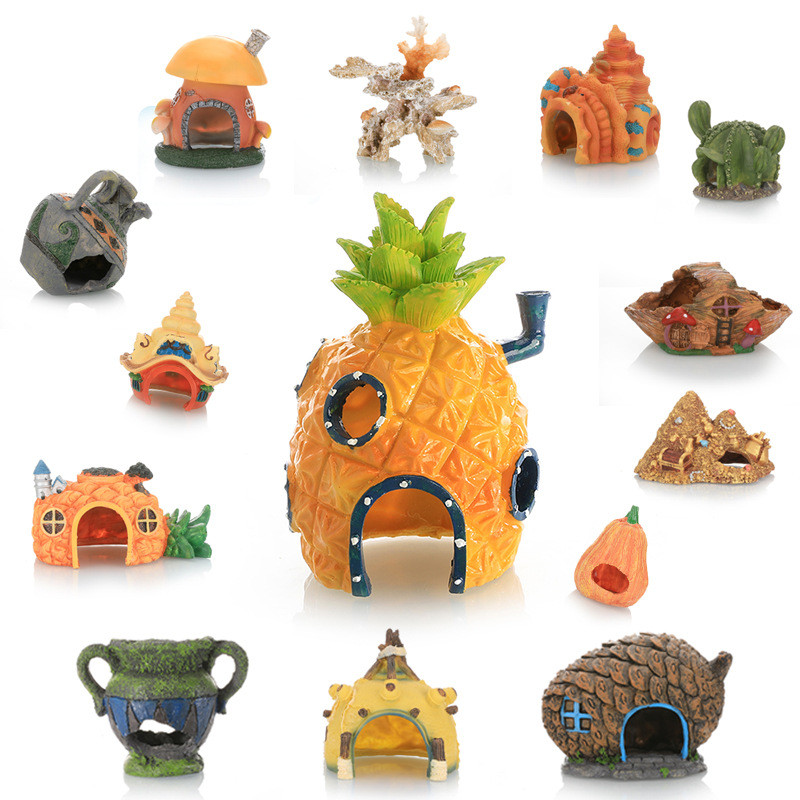 SpongeBob Pineapple Tank Decor, Fish/Shrimp Hideout - Cartoon Aquascape ...