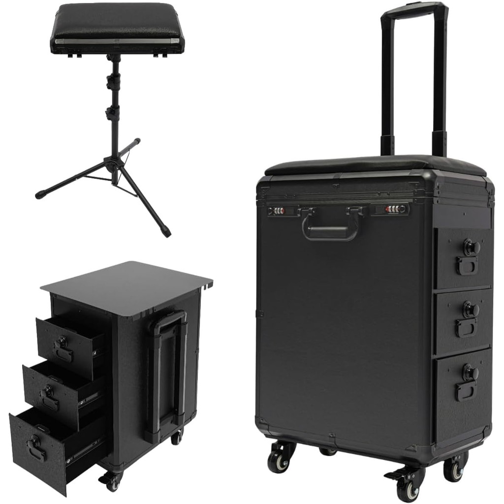 Tattoo Travel Case on Wheels Portable Tattoo Station with 3 Drawers and ...