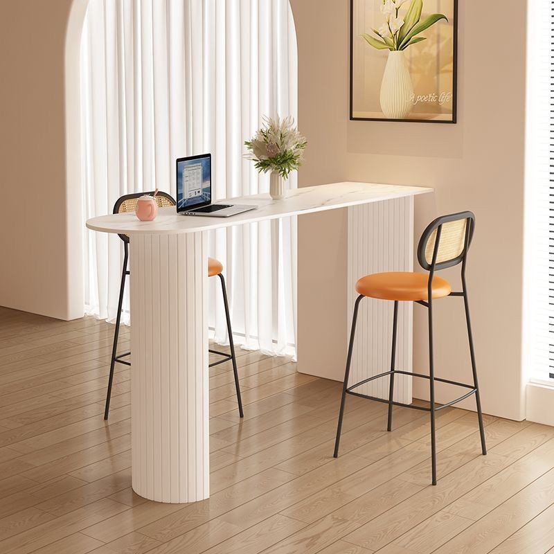 meja bar tinggi island table counter table Pure White Stone Plate Bar ...