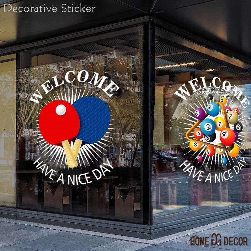 Creative Basketball Badminton Table Tennis Pattern Glass Door Sticker ...