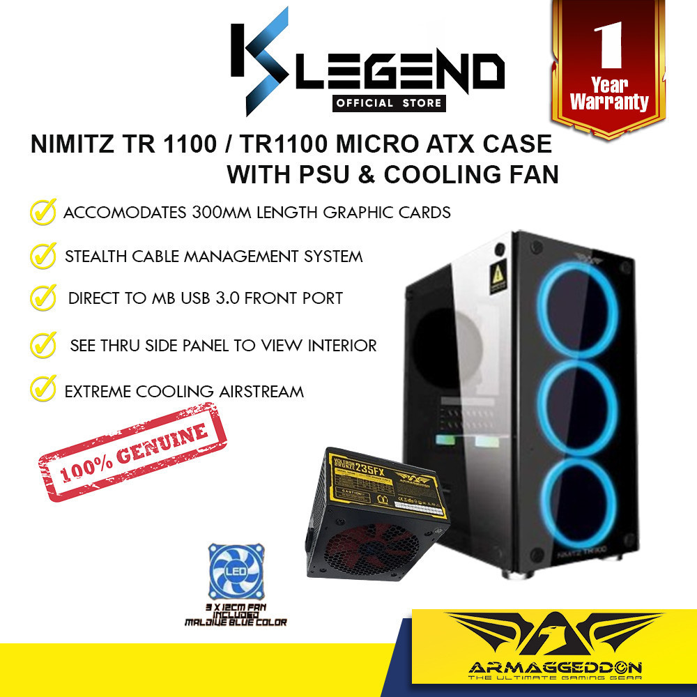 Armaggeddon Nimitz TR 1100 / TR1100 Micro ATx Case with PSU & Cooling ...