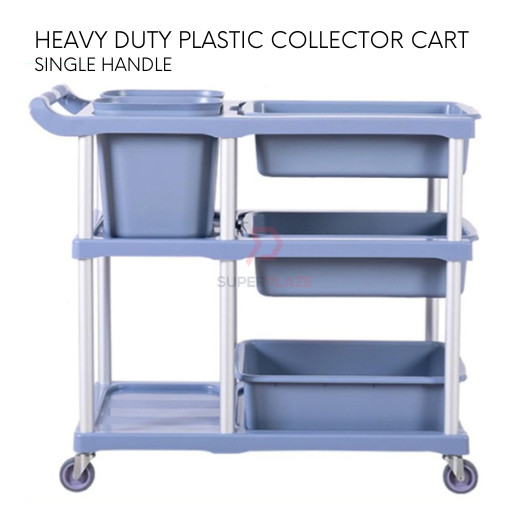 Single Handle 3 Plus 2 Plastic Collector Cart Food Court Cleaning ...