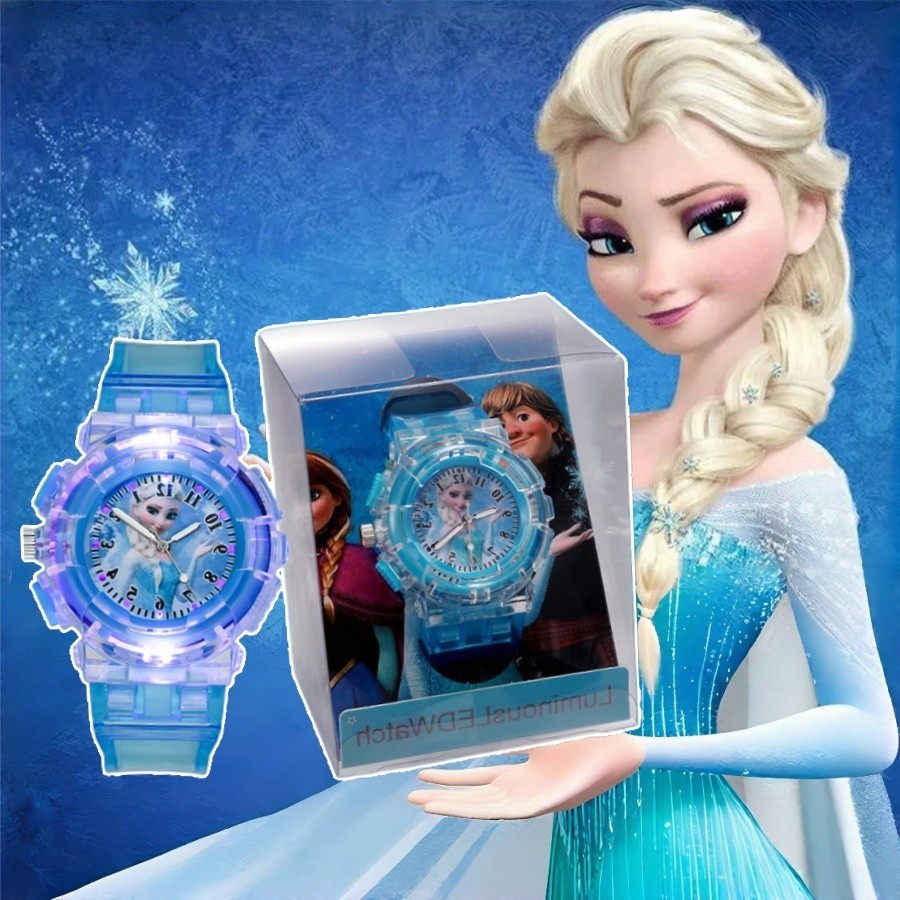 【with box】Kids watches cartoon Frozen Elsa Princess watches with light ...
