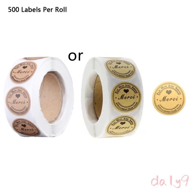 DLAY 500 Pieces French Thank You Stickers Self Adhesive Kraft Merci ...