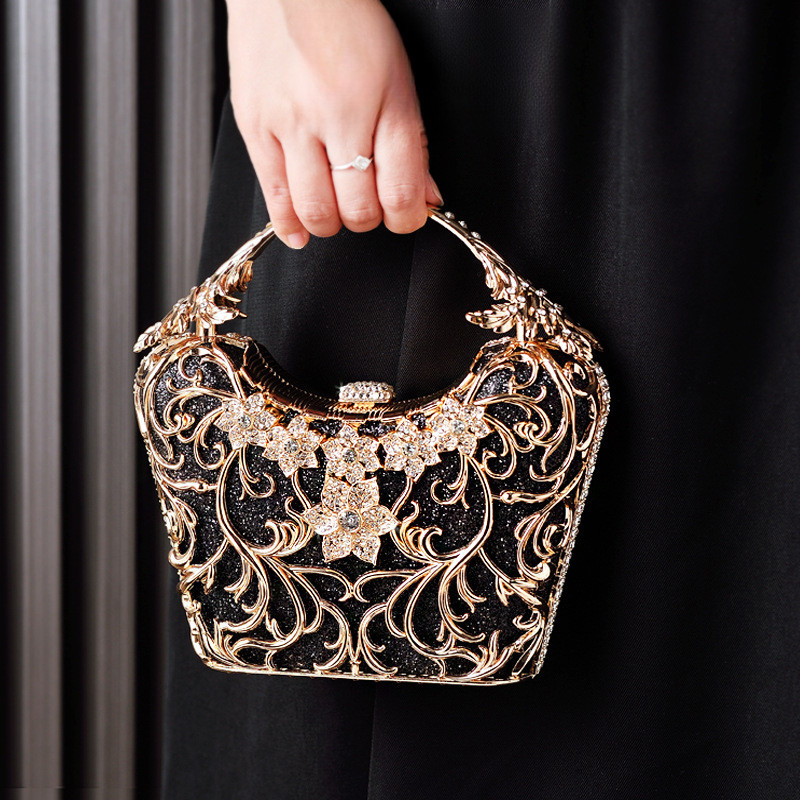 New Style Ready Stock Black Dinner Bag High-End Hollow Party Clutch ...