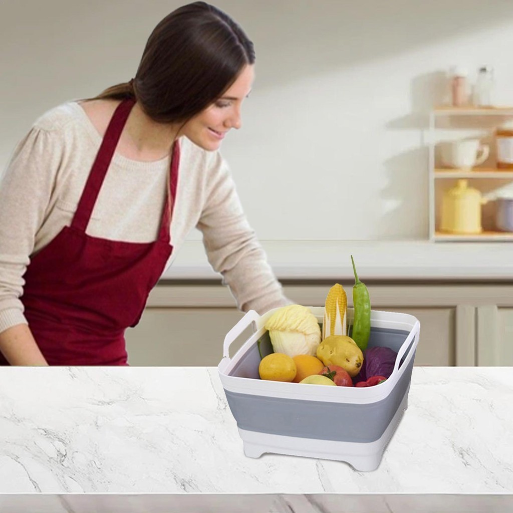 Collapsible Dish Basin Square Sink Dish Washing Basin Multi-Functional ...