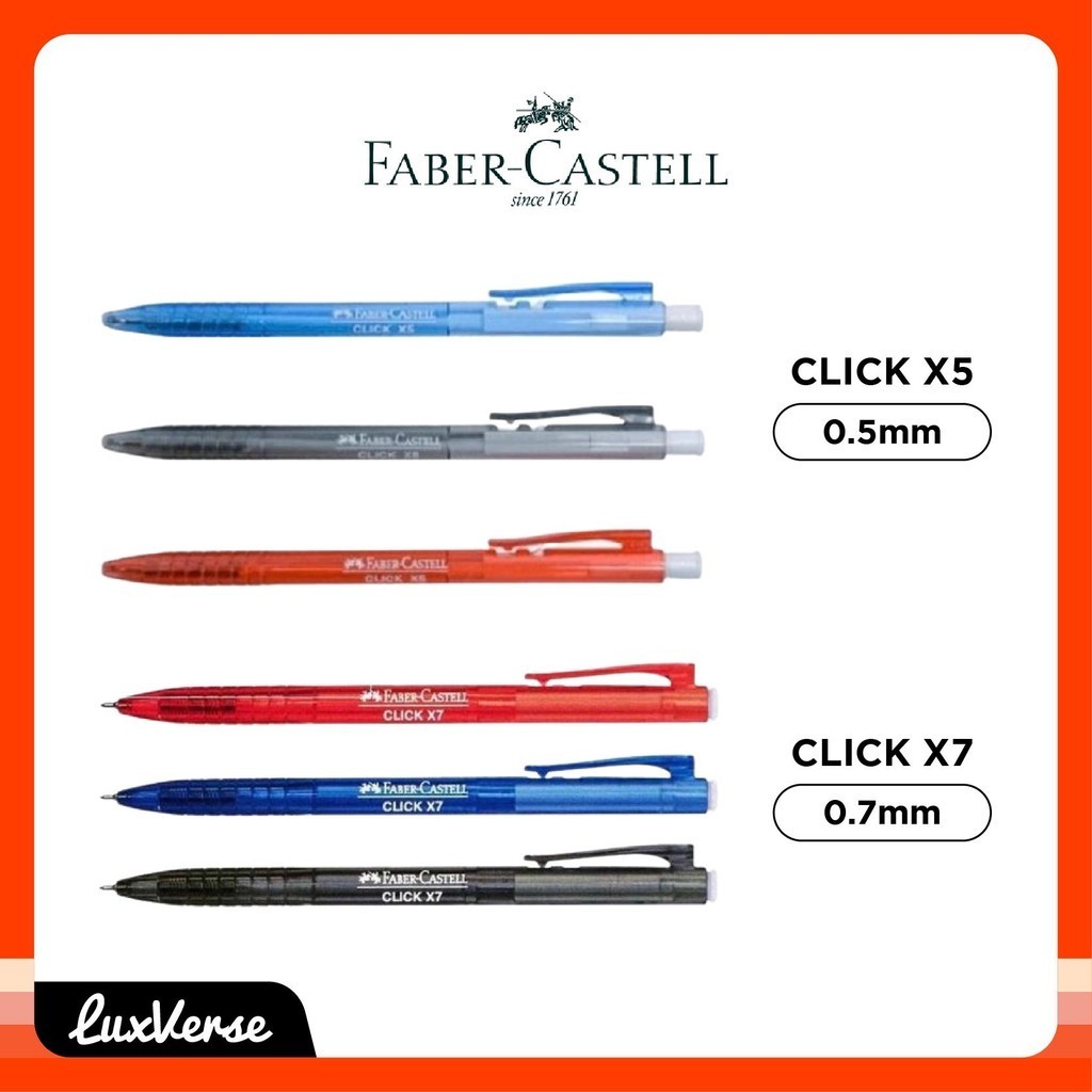 Faber Castell CLICK X Ball Pen X5 (0.5mm), X7 (0.7mm) 20pcs / 40pcs /60pcs 🔥ReadyStock🔥 Faber ...