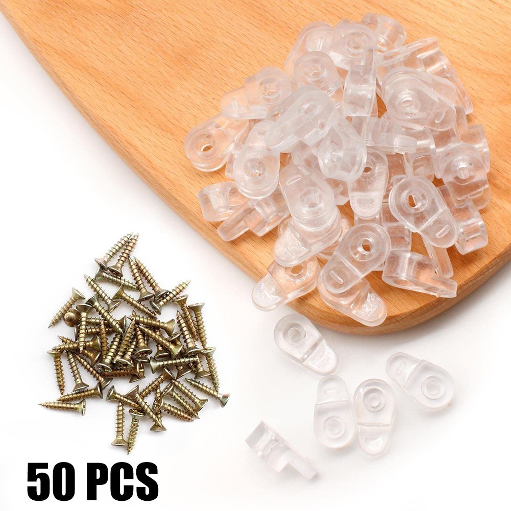 【GORGEOUS】 50 Pack Plastic Glass Panel Clips with Screws Cabinet Doors ...
