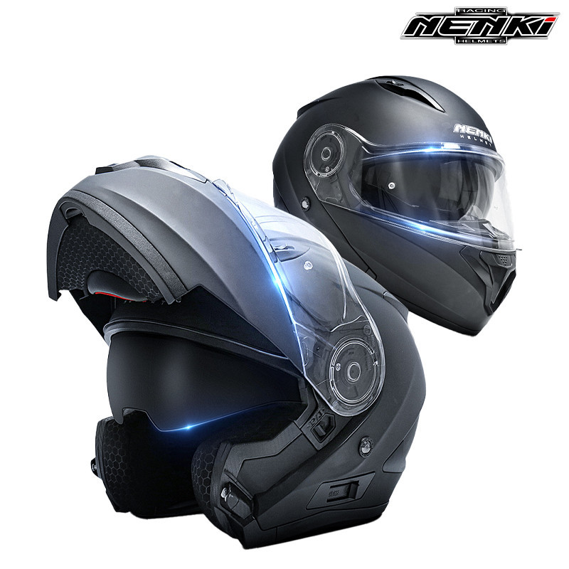 NENKI Flip Up Helmet With Goggles Double Visor Modular Helmet Flip Full ...