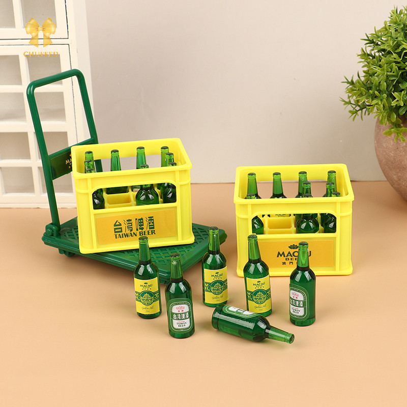 Chuffed 1/12 Dollhouse Simulation Beer Trolley Toys Mini Beer Model ...