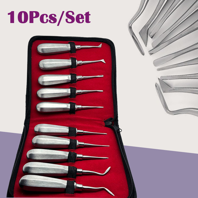 10pcs/set Dental Extraction Elevator Kit Dental Tools Teeth Extraction ...