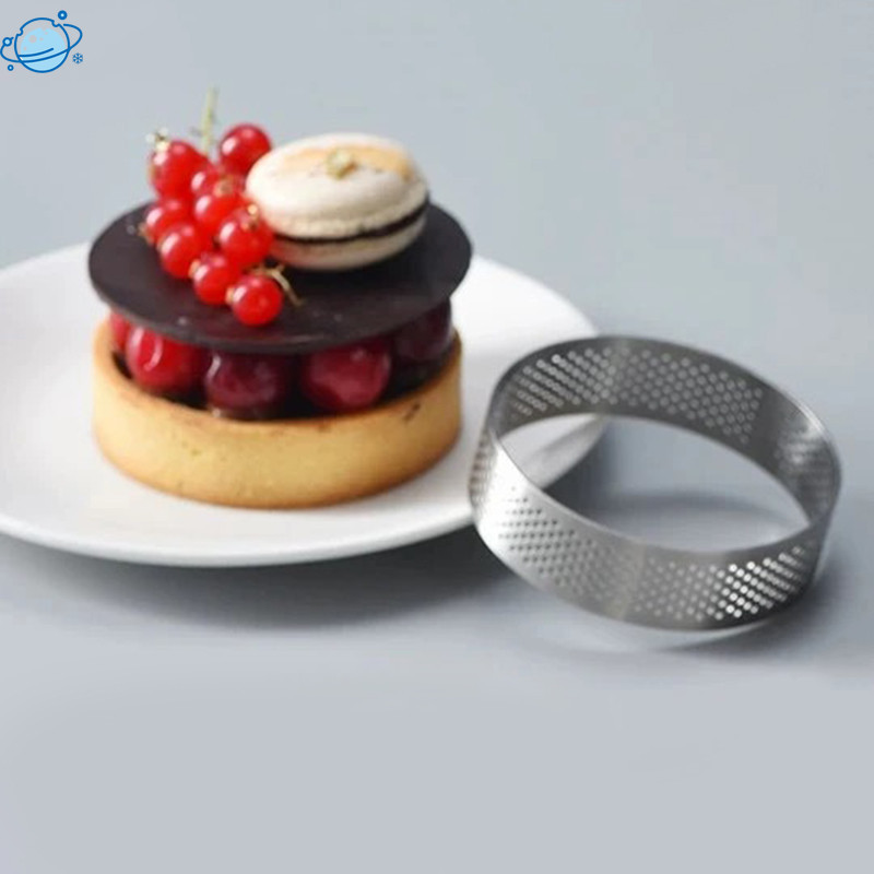 Circular Stainless Steel Porous Tart Ring Bottom Tower Pie Cake Mould ...