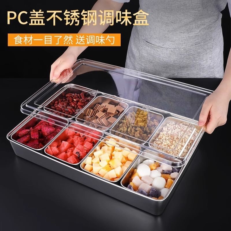 Ice Powder Box Seasoning Box Stall Commercial Stainless Steel Seasoning ...