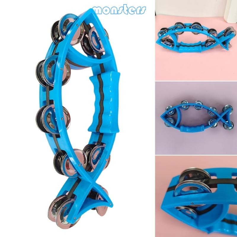 Mon Fish Shaped Handbell Double Row Tambourines Handheld Percussion ...