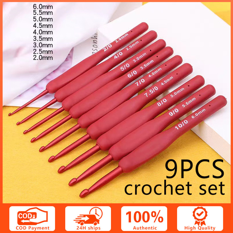 【Ready Stock】 9PCS Candy Soft Rubber Crochet Knitting Hook Jarum Kait ...