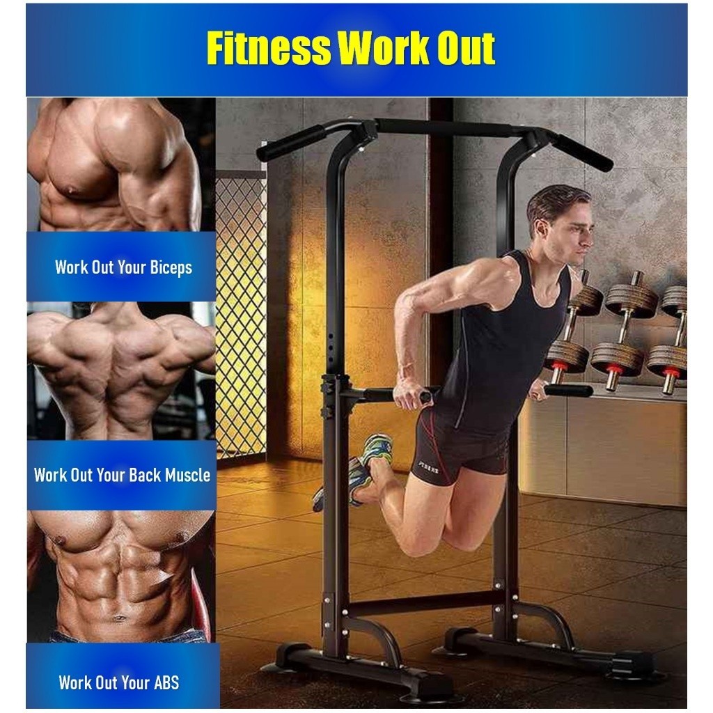 BLH Commercial Dip Stands Power Tower Adjustable Height Pull Up Push Up ...