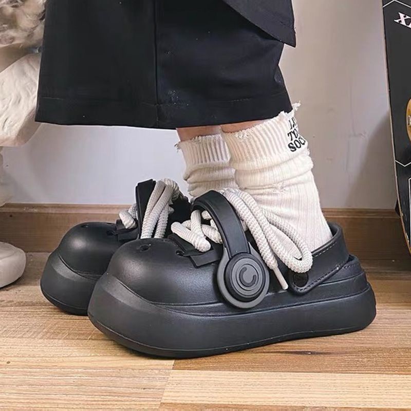 Headphone Sandals New Big Head Clogs Couple Thick-Soled Heightening ...