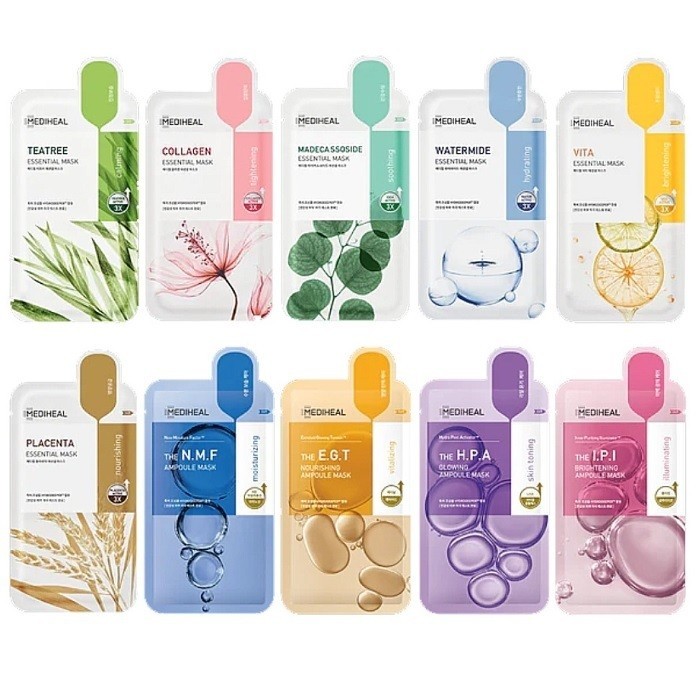 Mediheal Placenta Essential Mask Assorted Face Mask Sheet Collection ...