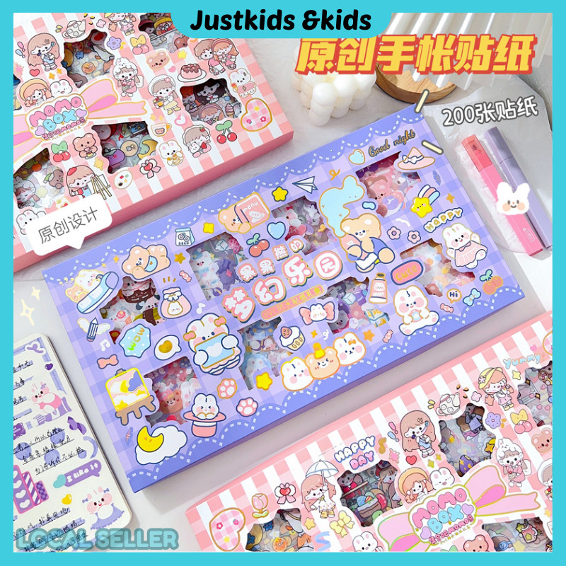 200PCS momo Cute Hand Account Sticker Gift Box Children Waterproof ...