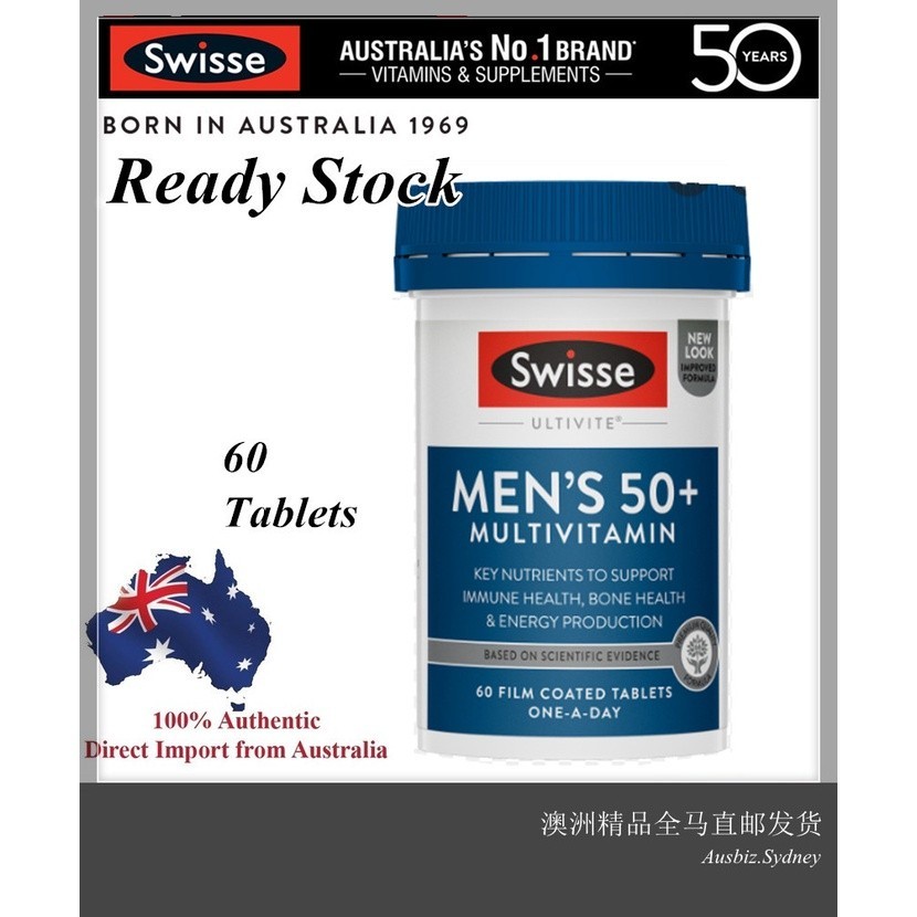[Ready Stock EXP: 12/2025] Swisse Men's Ultivite 50+ Multivitamins 60 Tablet (Made in Australia ...