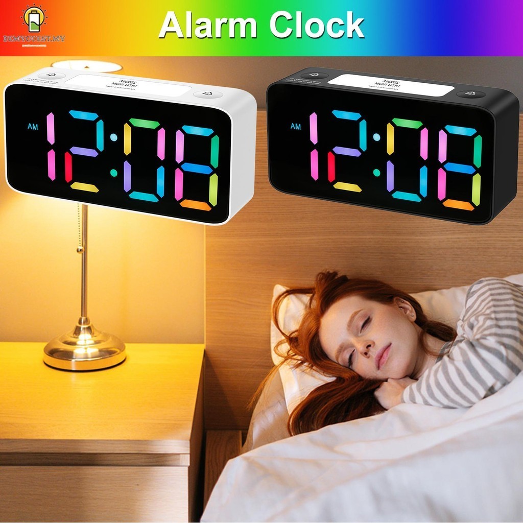 Digital Clock Ultra Loud Alarm Clock with 7 Color NightLight and 4 ...