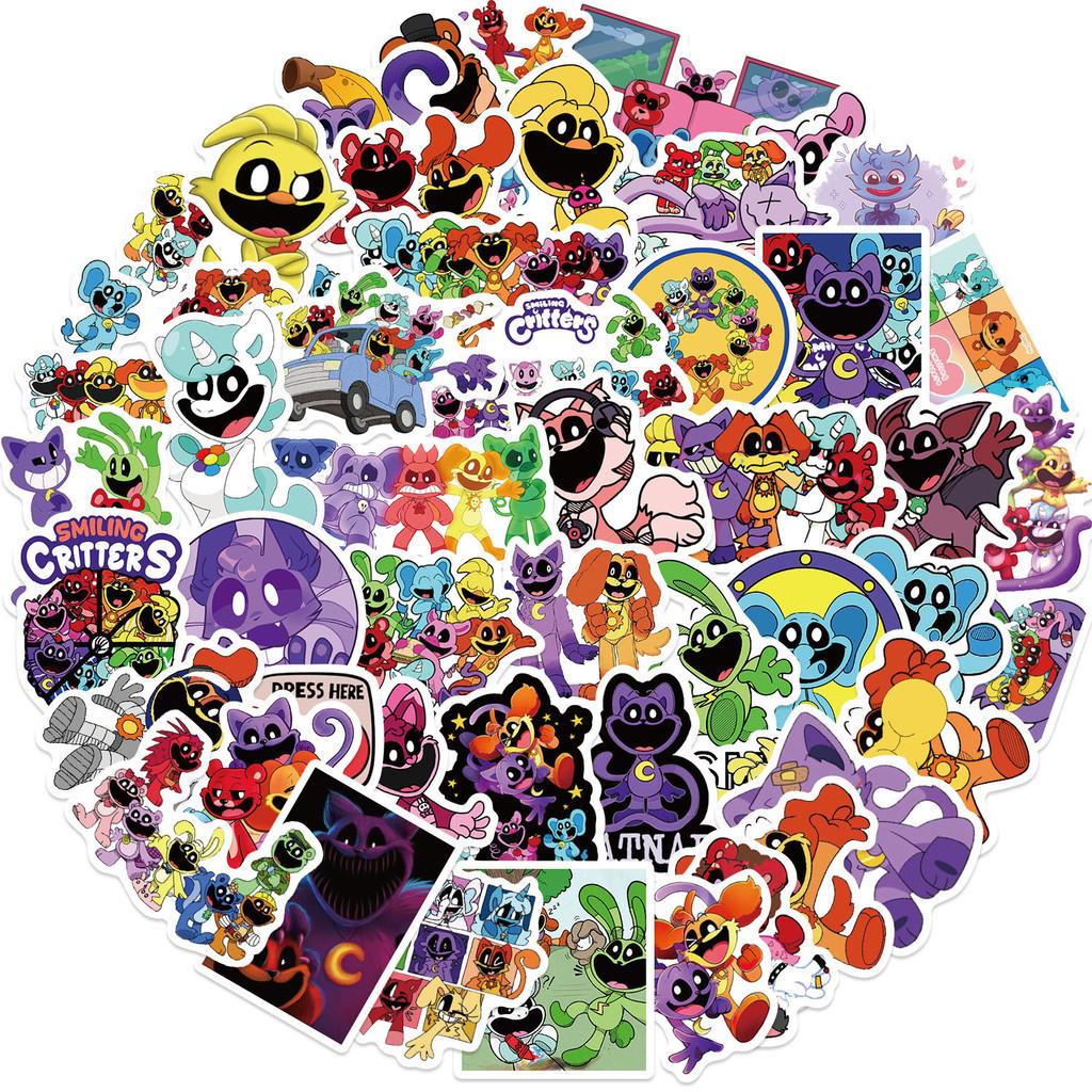 50 pcs Smiling Critters Video Game Cartoon Waterproof PVC Stickers (2 ...