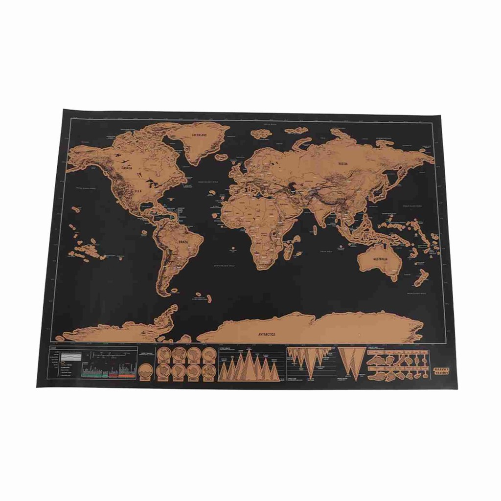Mini World Map Scratch Off World Map Poster Scratchable World Travel ...