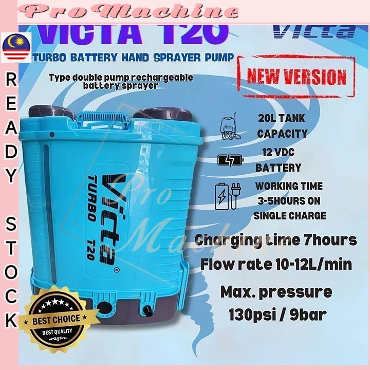(TWIN PUMP) Victa Twin Pump T20 Turbo Battery Sprayer 20L Battery Knapsack Sprayer Pump Powerful ...