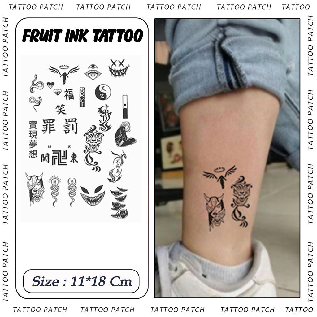 Semi Permanent Temporary Tattoo Stickers / Temporary Fruit Ink Art ...