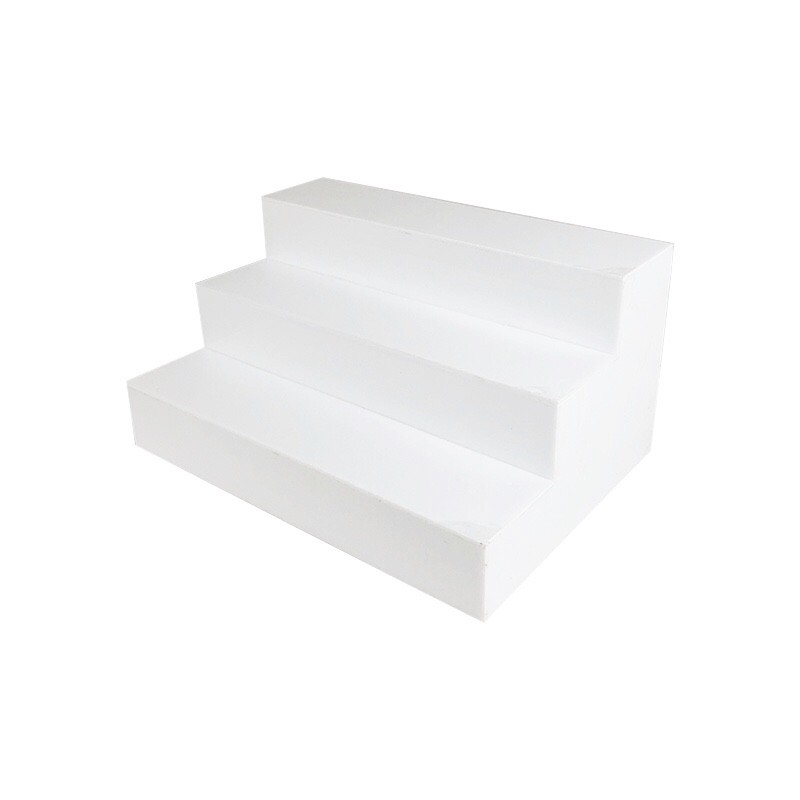 Desktop cosmetics storage rack multi-layer acrylic white ladder display ...