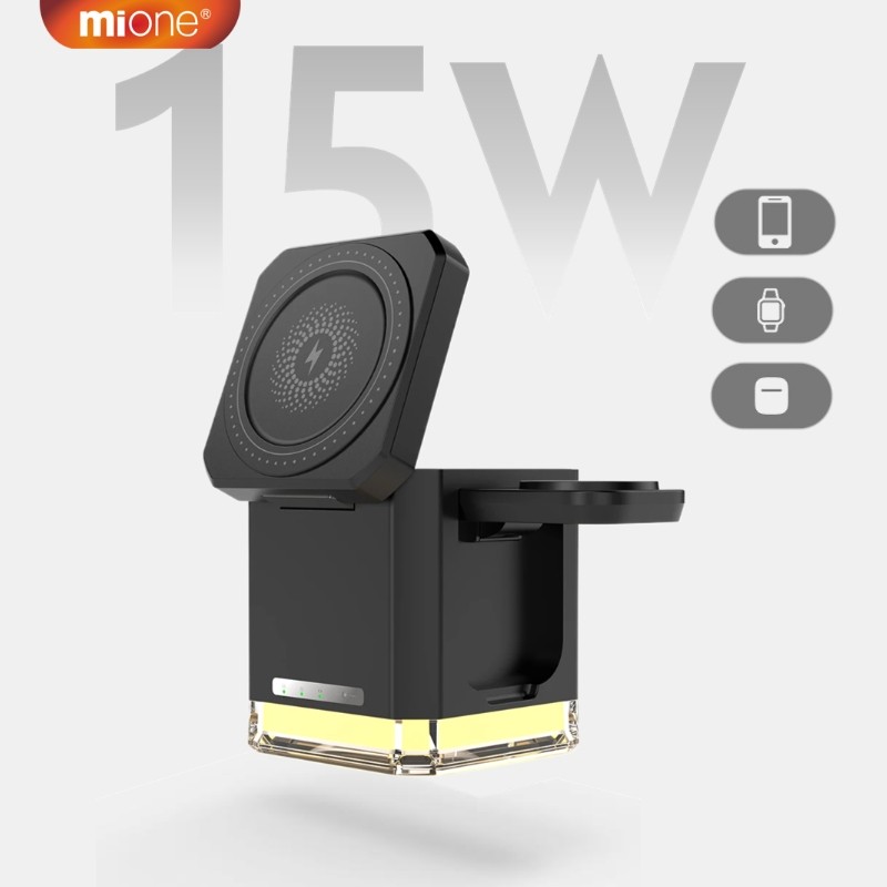 MIONE 4 In 1 Wireless Charger Stand Foldable Magnetic Charging Station ...