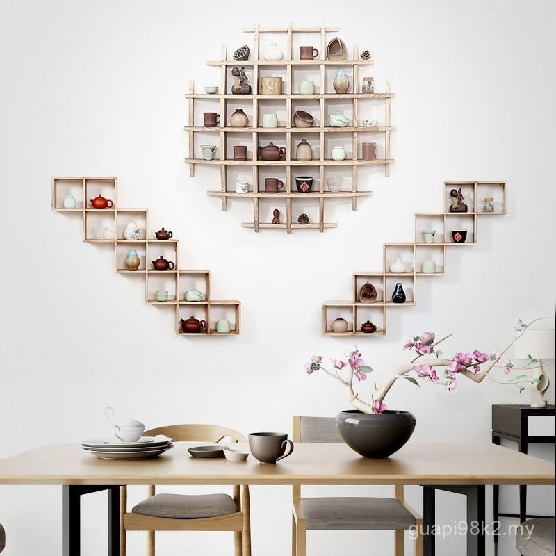 Bogu Rack Tea Cup Rack Solid Wood Wall Hanging Duobaoge Tea Set Storage ...