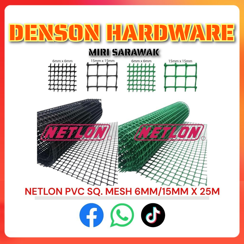 NETLON 1m x 25m Square PVC Net Wire Mesh Plastic Fence Guard Plant ...