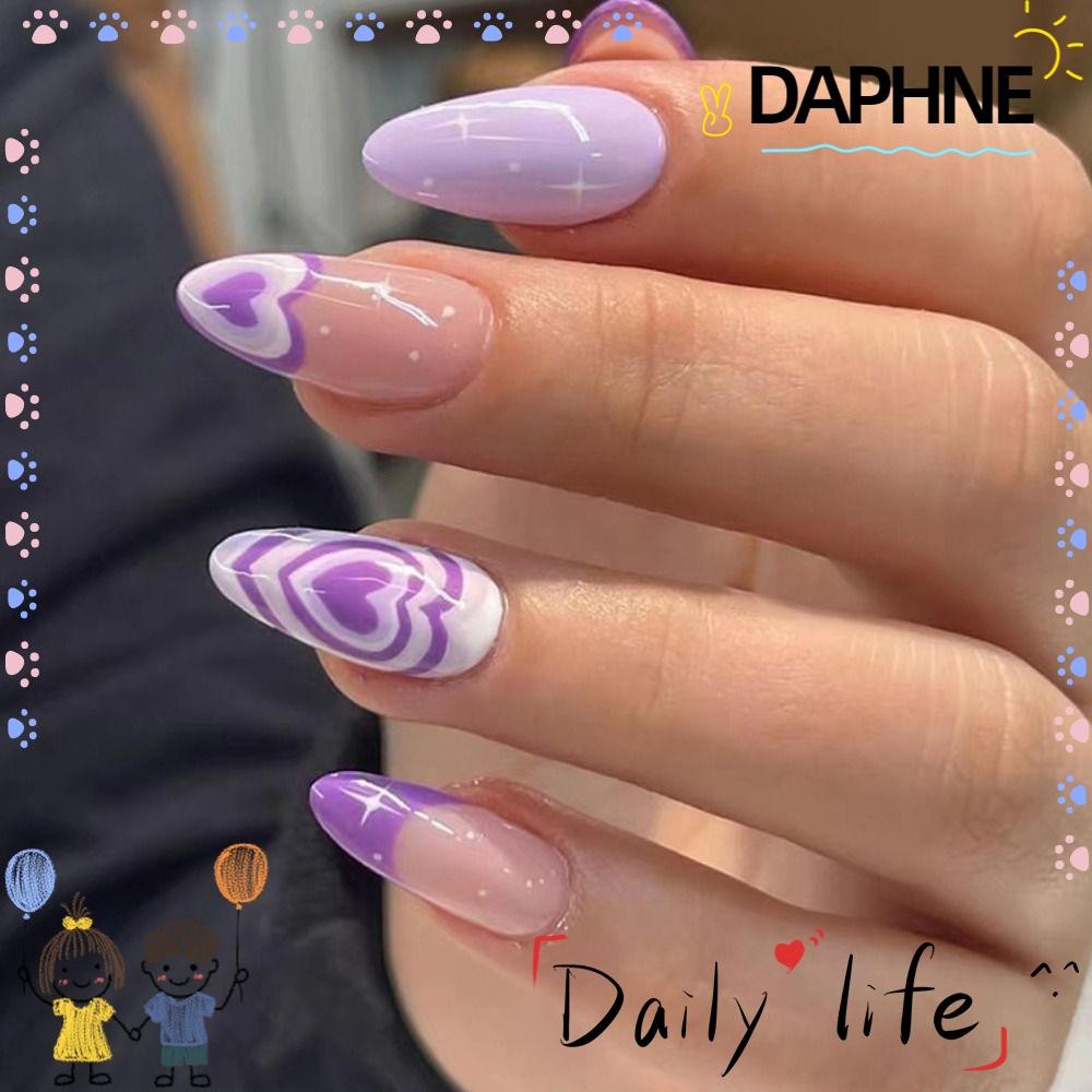 DAPHNE-HOME False Nails, Long Almond French Fake Nials, Manicure ...