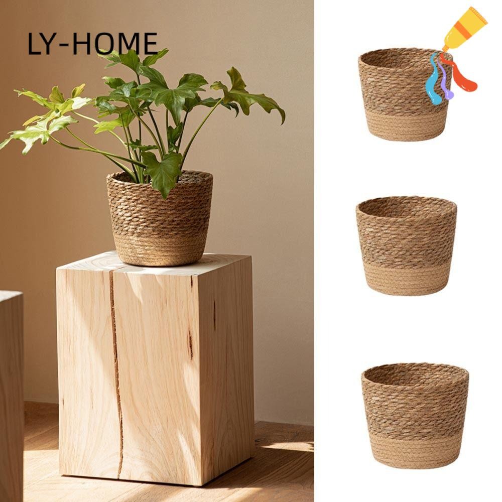 LY-HOME Flower Plant Pot, Straw Garden Weaving Pot, Handmade Rattan ...