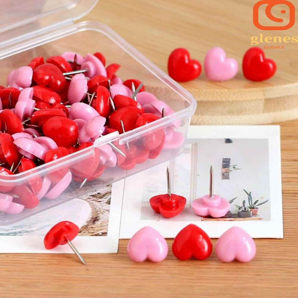 GLENES 50pcs Plastic Push Pins, Metal Colored Colored Push Pins, Wall ...