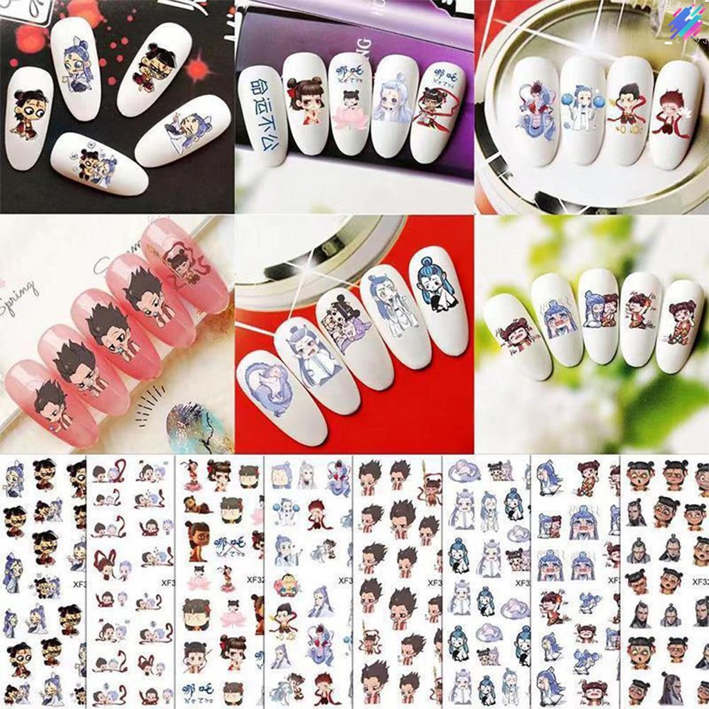DIY Resin Nail Nezha Stickers Easy to Stick Cartoon Nail Decals ...