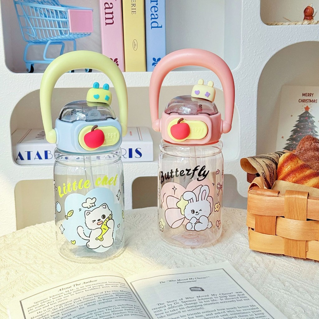 Botol Air Comel Kartun Baru untuk Pelajar, Cawan Jerami Pegang Tangan Mudah Alih untuk Kanak ...