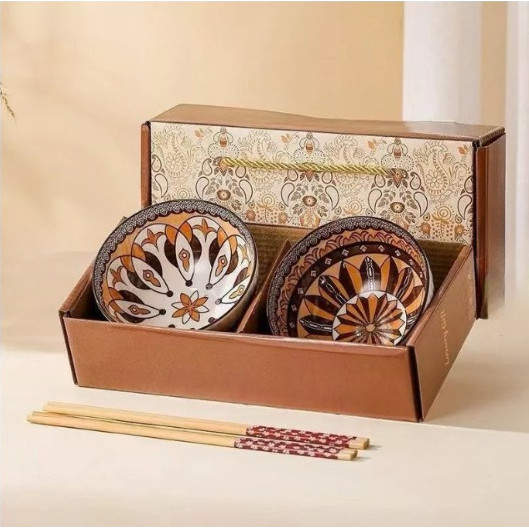 Bohemian Rice Bowl Porcelain Bowl Ceramic Bowl Mangkuk Keramik Soup ...