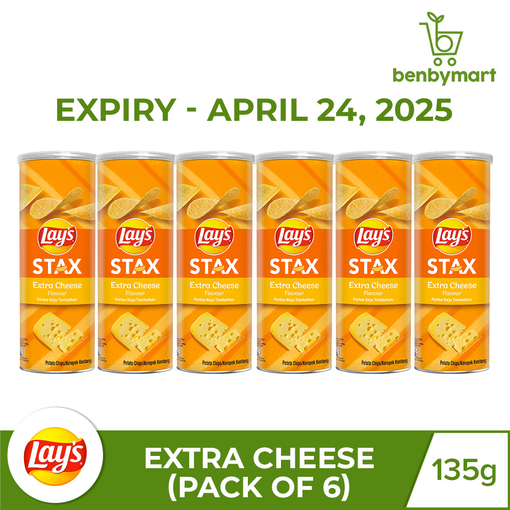 Lay's Stax Extra Cheese 135g Set of 6 - Expiry (April 24, 2025) | Shopee Malaysia