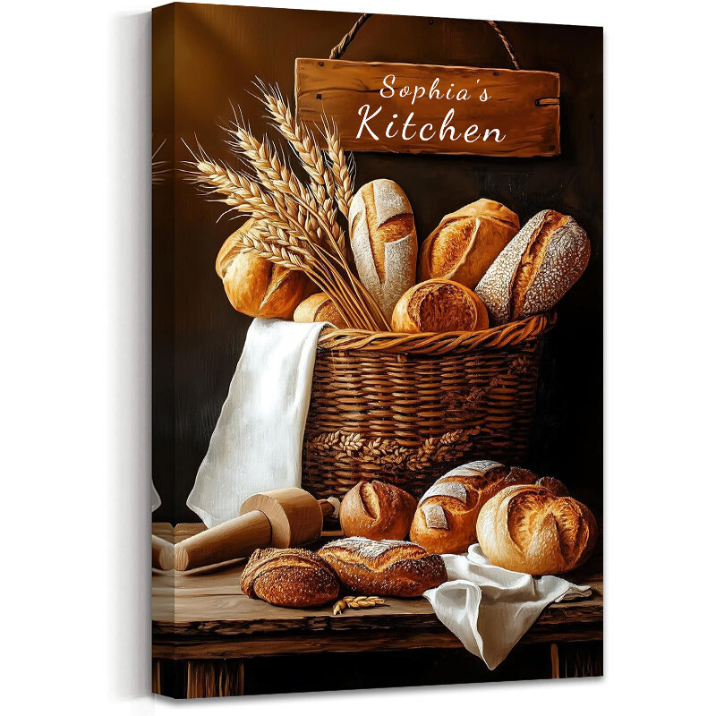 Karya Seni Dinding Kanvas Dapur Nama Pilihan Roti Sourdough Dalam Bakul ...