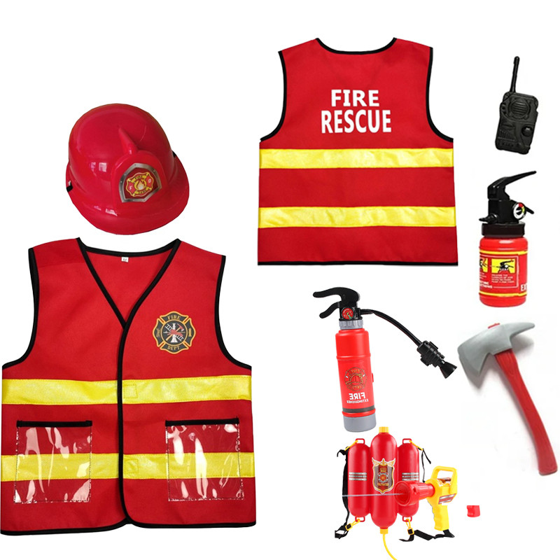3-8Y Firefighter Costume for Kids Boy Cosplay Little Fireman Firemen ...