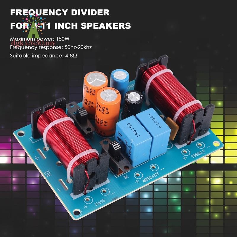 150W Speaker Treble Alto Bass Audio Frequency Divider 3 Way Crossover Filter for 4-11 Inch ...