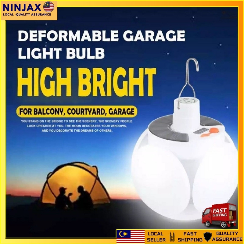 【READY】40w LED Light Football UFO Lamp SOLAR + RECHARGEABLE Portable ...