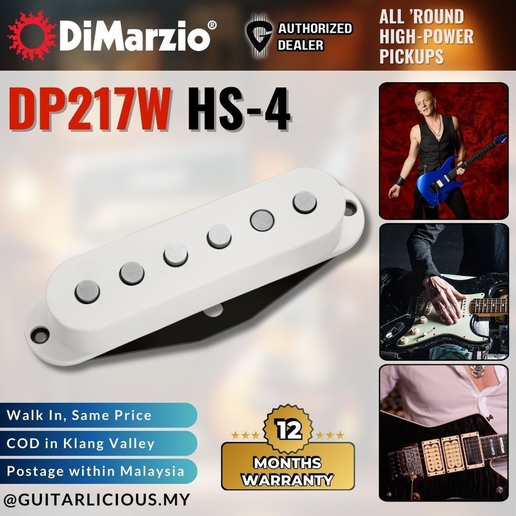 DiMarzio DP217W HS-4 Single-coil Pickup - White ( DP217-W / DP217 W ...