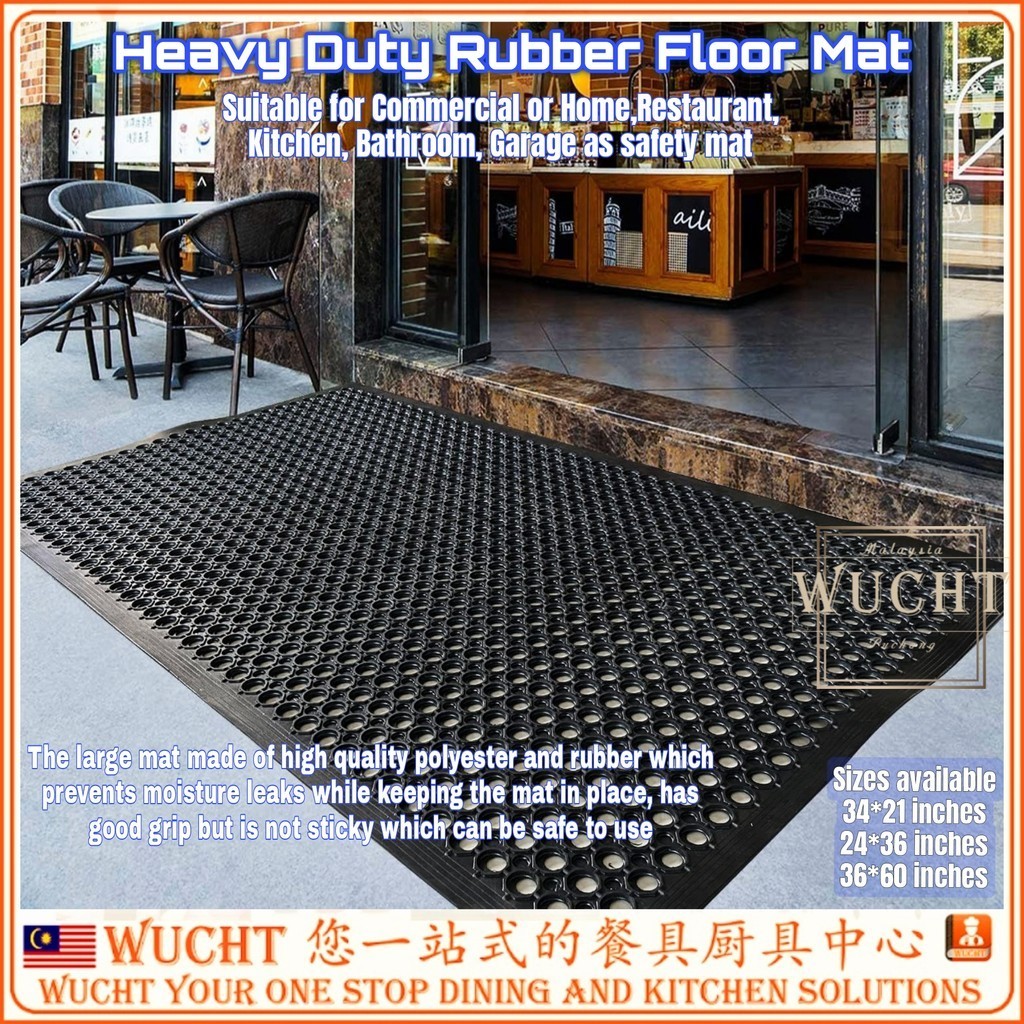 【WUCHT】2x3 3x5 Drainage Heavy Duty Black Floor Mat Rubber Anti-slip ...